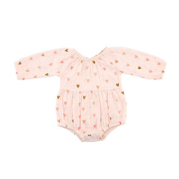Long Sleeve Hearts Romper 6-12 Months - Boutique Marie Dumas